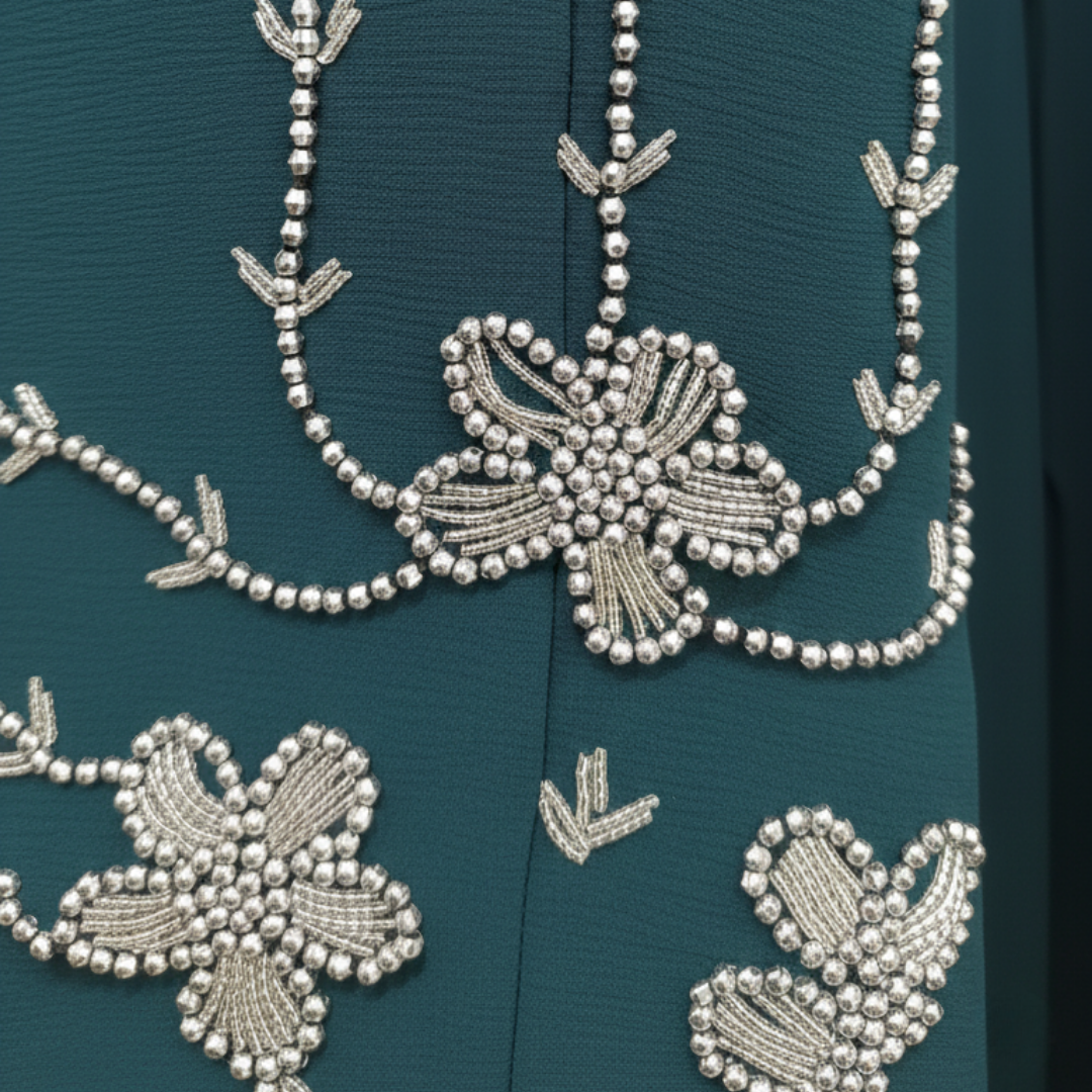 Jubah Dubai Bloom in Teal Blue – Al Bukhari Brunei